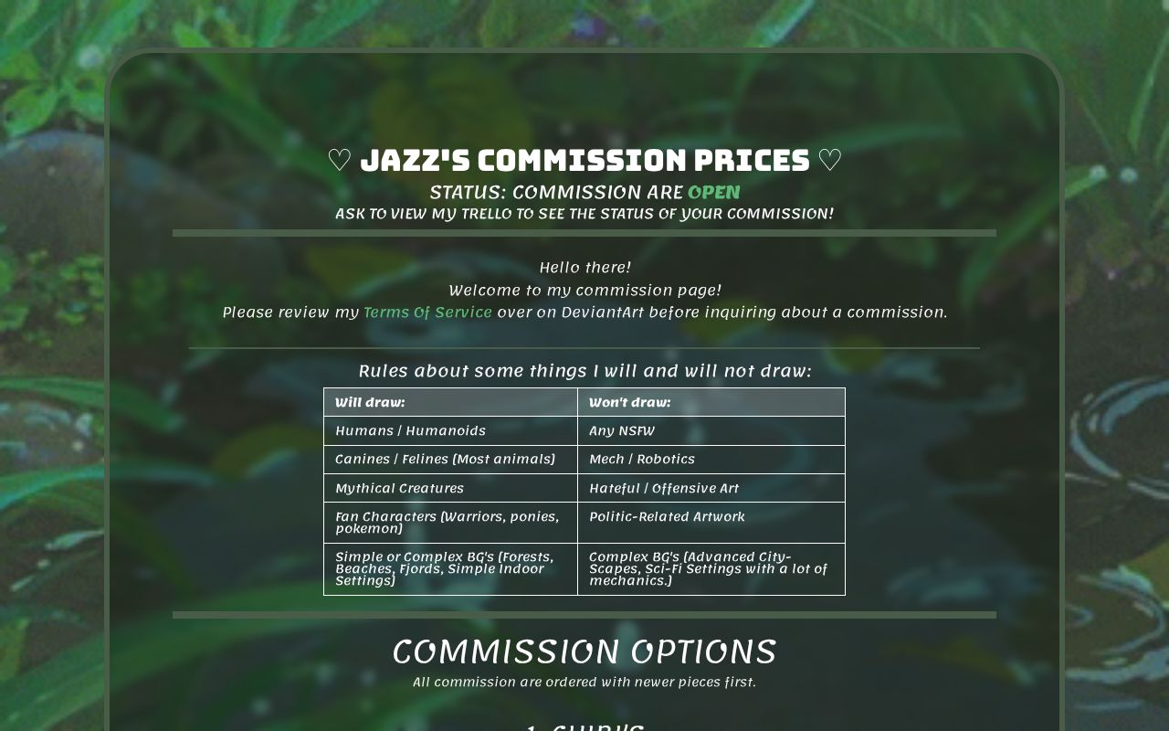 Jazz's Commission Prices